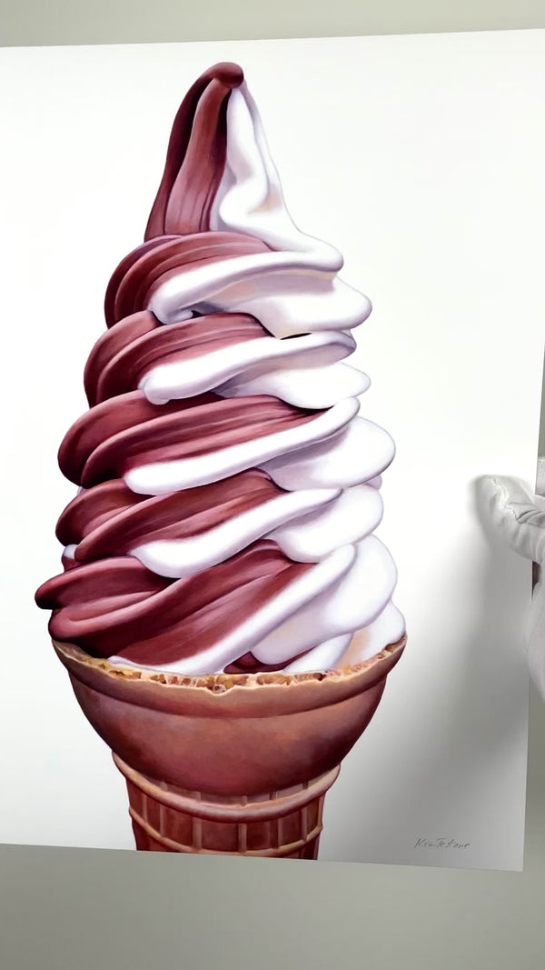 Chocolate Vanilla Twist Ice Cream Cone Art Print | Limited Edition of ...